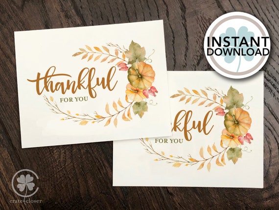 Thankful for You Notecards PRINTABLE Thanksgiving Note - Etsy