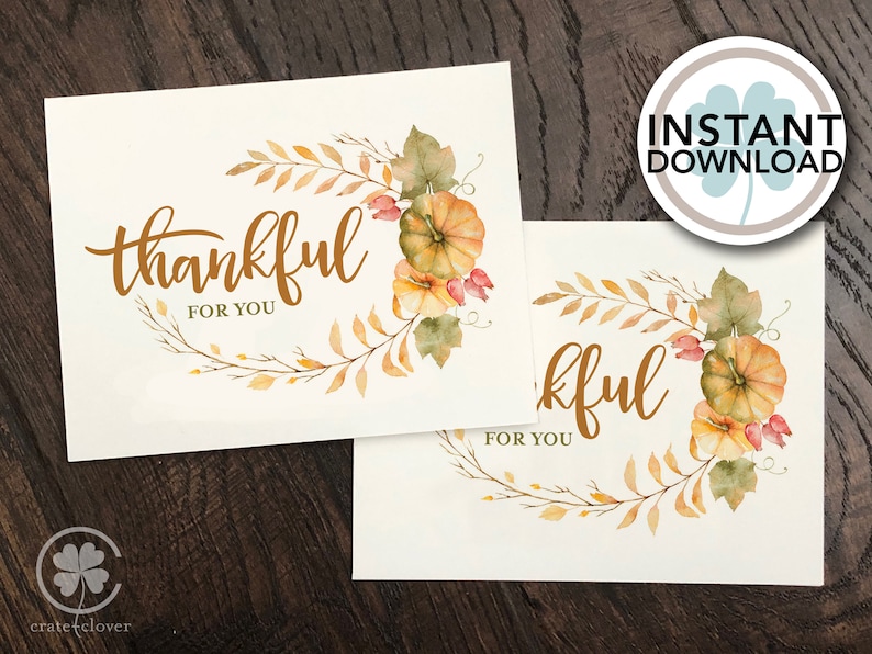 Thankful for You Notecards PRINTABLE Thanksgiving Note - Etsy