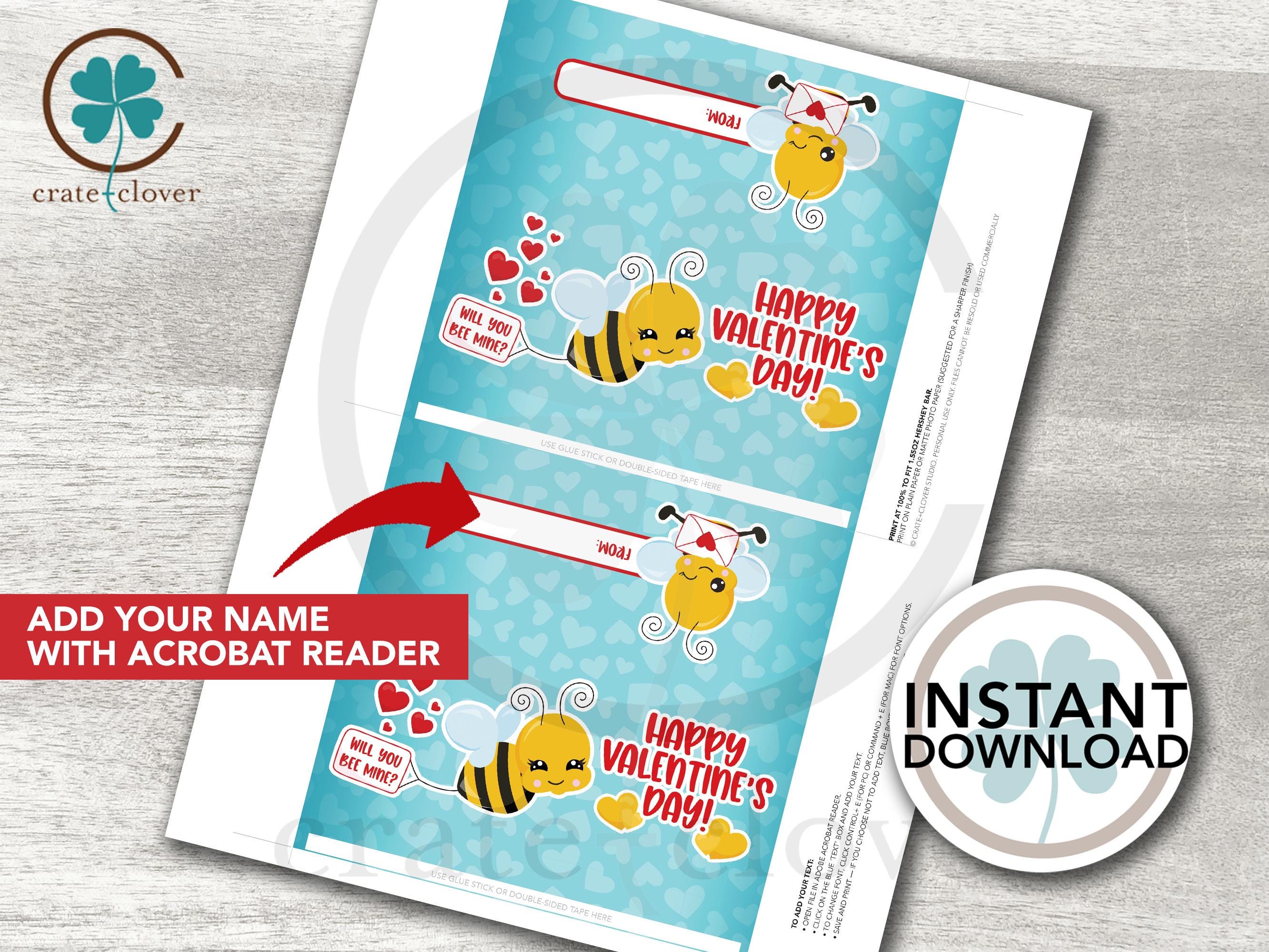 Bee Mine Valentine | PRINTABLE | Chocolate Bar Wrapper | INSTANT ...