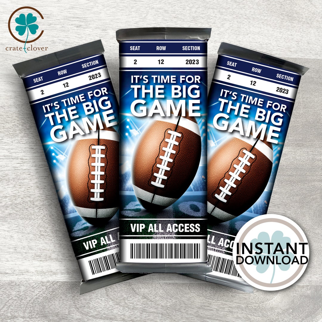 Big Game Football Party Favor PRINTABLE Chocolate Bar - Etsy