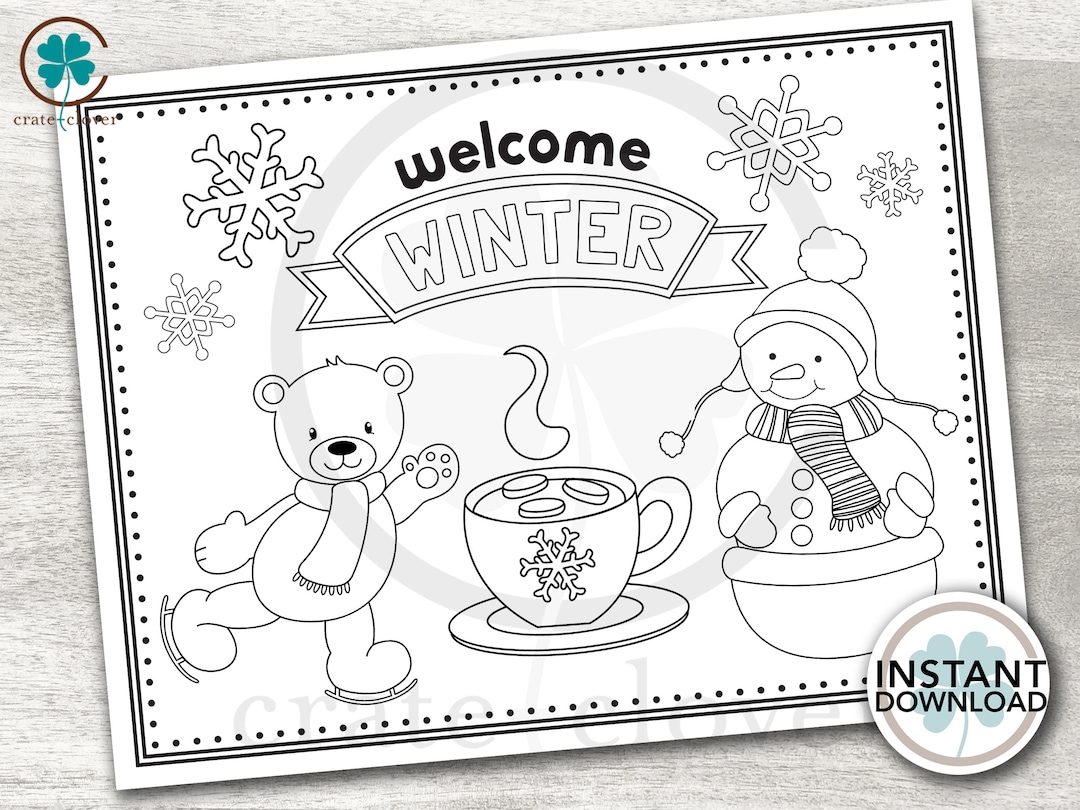Winter Coloring Sheet | PRINTABLE | Placemat Dinner Table Classroom ...
