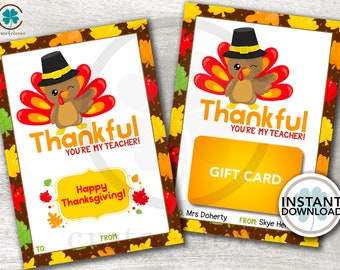 Teacher Appreciation Gift Card Holder PRINTABLE Thank You | Etsy