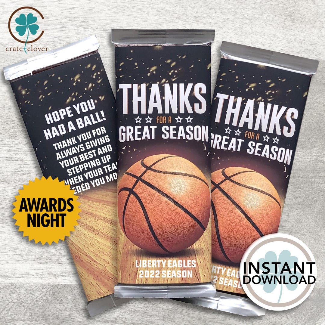 Basketball Awards Night Chocolate Bar Wrapper: Team Party Favor ...