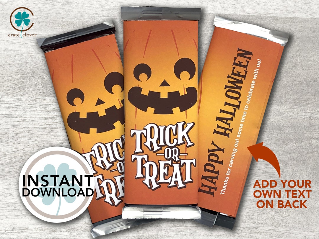 Jack-o-lantern Candy Bar Wrapper: Halloween Party Favor (PRINTABLE) - Etsy