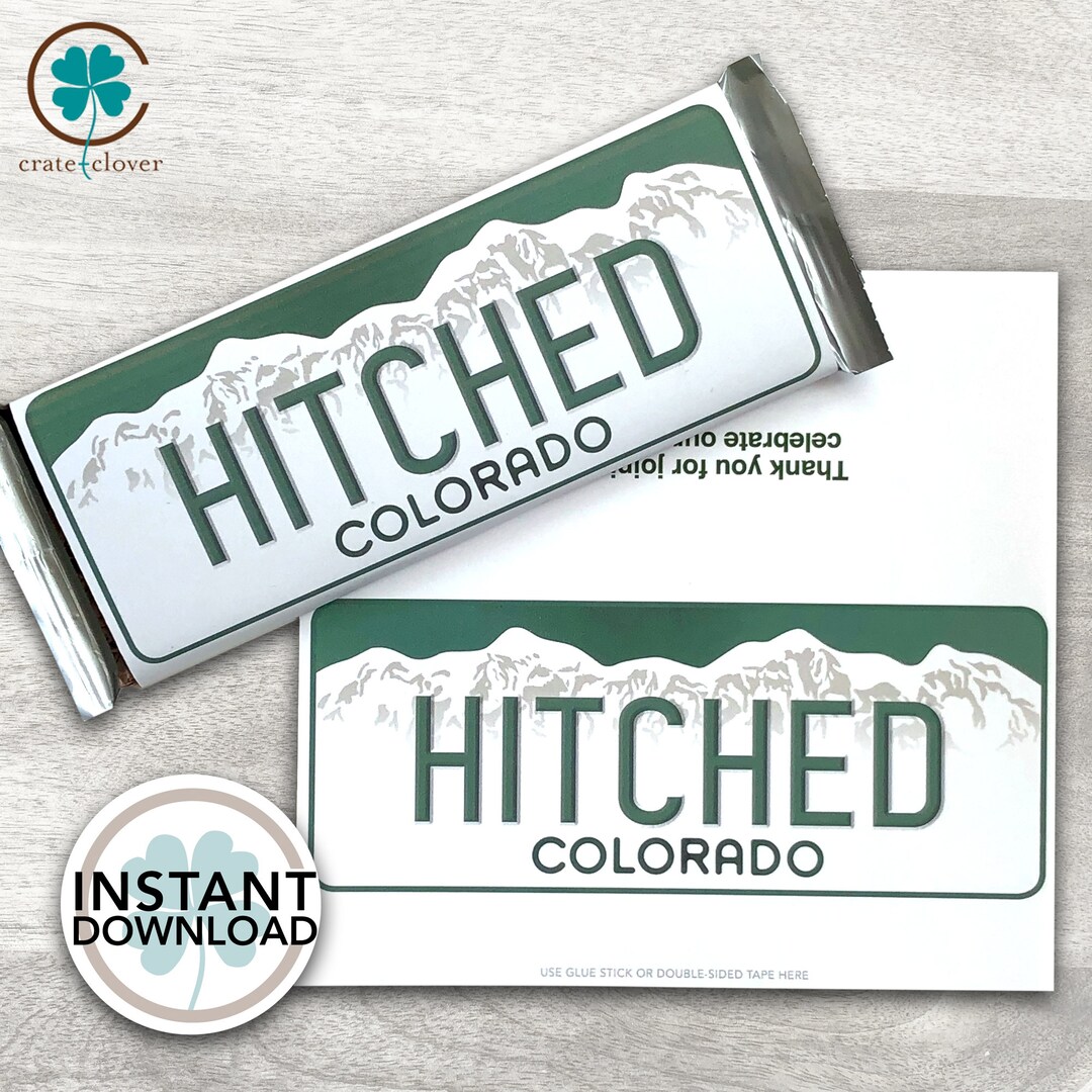Colorado Wedding Favor: License Plate Chocolate Bar Wrapper (digital ...