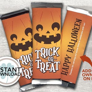 Halloween Candy Bar Wrapper | PRINTABLE | Trick or Treat | INSTANT ...