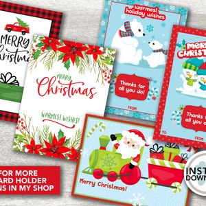 Christmas Gift Card Holder PRINTABLE Thank You Card INSTANT DOWNLOAD ...