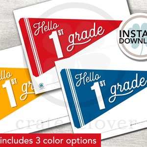 Hello 1st Grade Flag | First Day of School | Back to School Sign ...