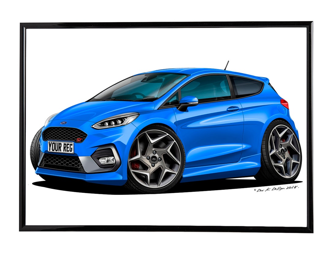 Wicked Artz Cartoon Caricature Car Art Picture of a Ford Fiesta MK8 ST ...