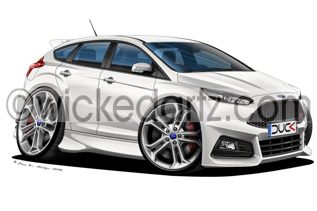 Wicked Artz Cartoon Caricature Car Art Picture of a Ford Focus MK3 ST ...