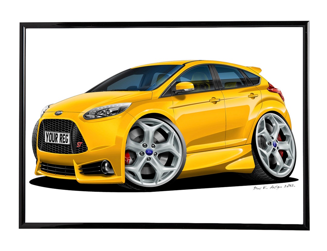 Wicked Artz Cartoon Caricature Car Art Picture of a Ford Focus MK3 ST ...