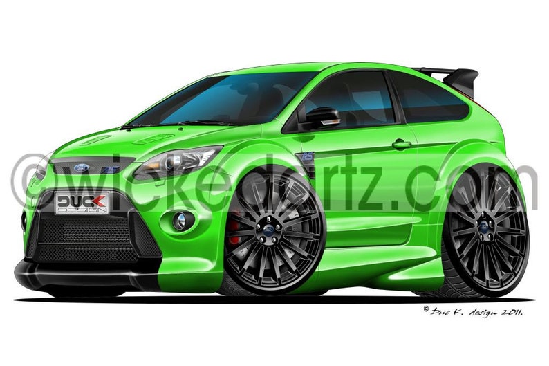 Wicked Artz Cartoon Caricature Car Art Picture of a Ford Focus MK2 RS ...