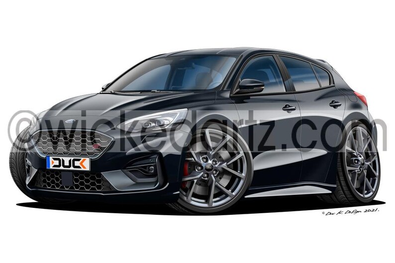 Wicked Artz Cartoon Caricature Car Art Picture of a Ford Focus MK4 ST ...