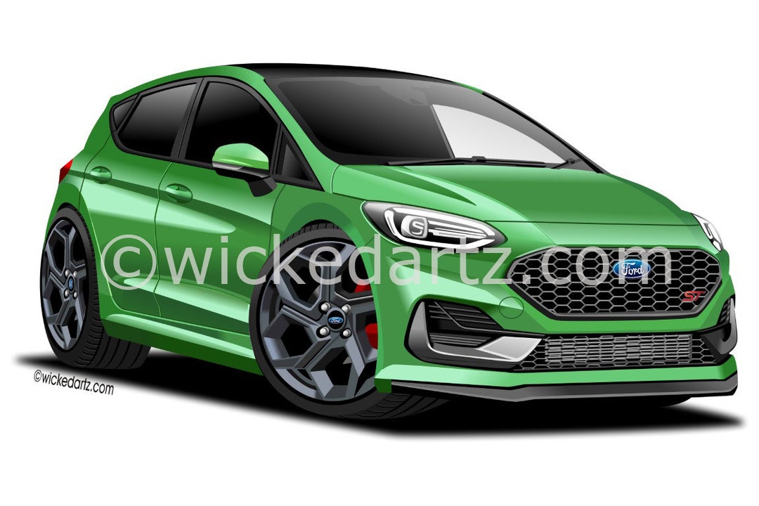 Wicked Artz Cartoon Caricature Car Art Picture of a Ford Fiesta ST MK8 ...