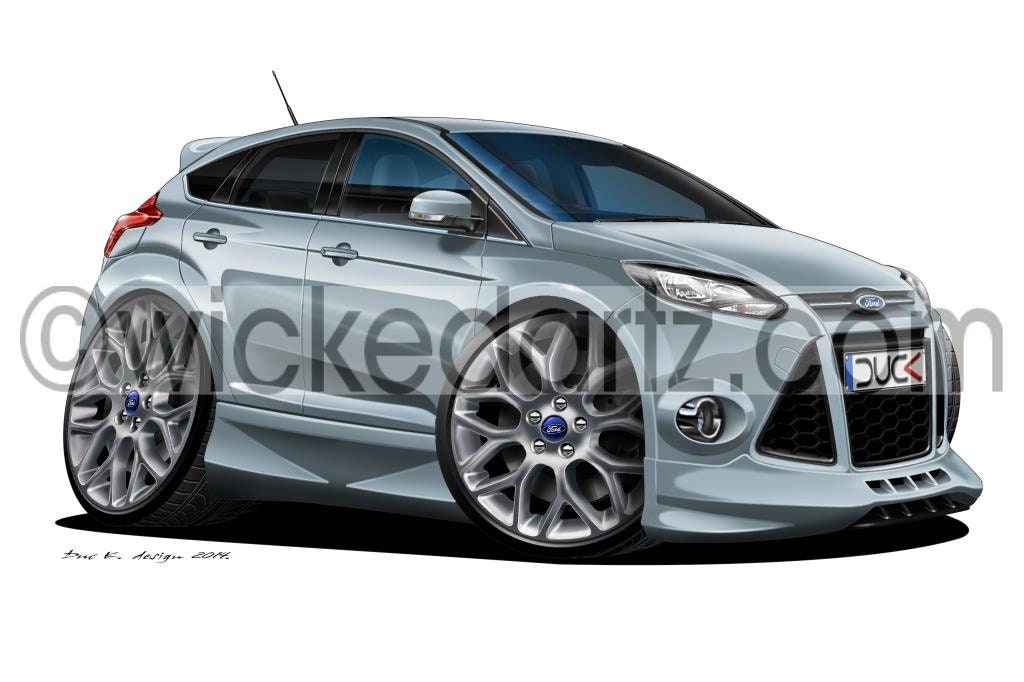 Wicked Artz Cartoon Caricature Car Art Picture of a Ford Focus MK3 ...
