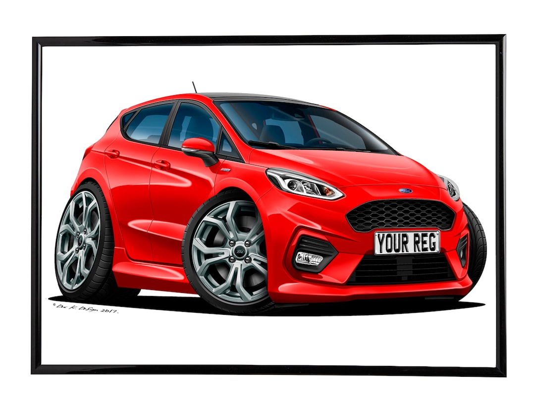 Wicked Artz Cartoon Caricature Car Art Picture of a Ford Fiesta MK8 St ...
