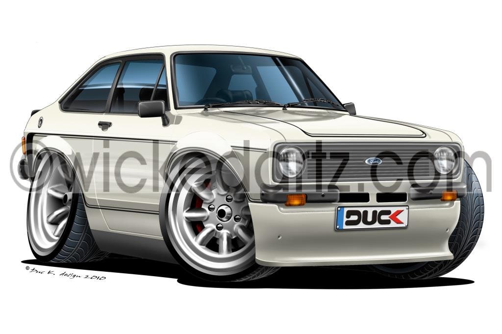 Wicked Artz Cartoon Caricature Car Art Picture of a Classic Ford Escort ...
