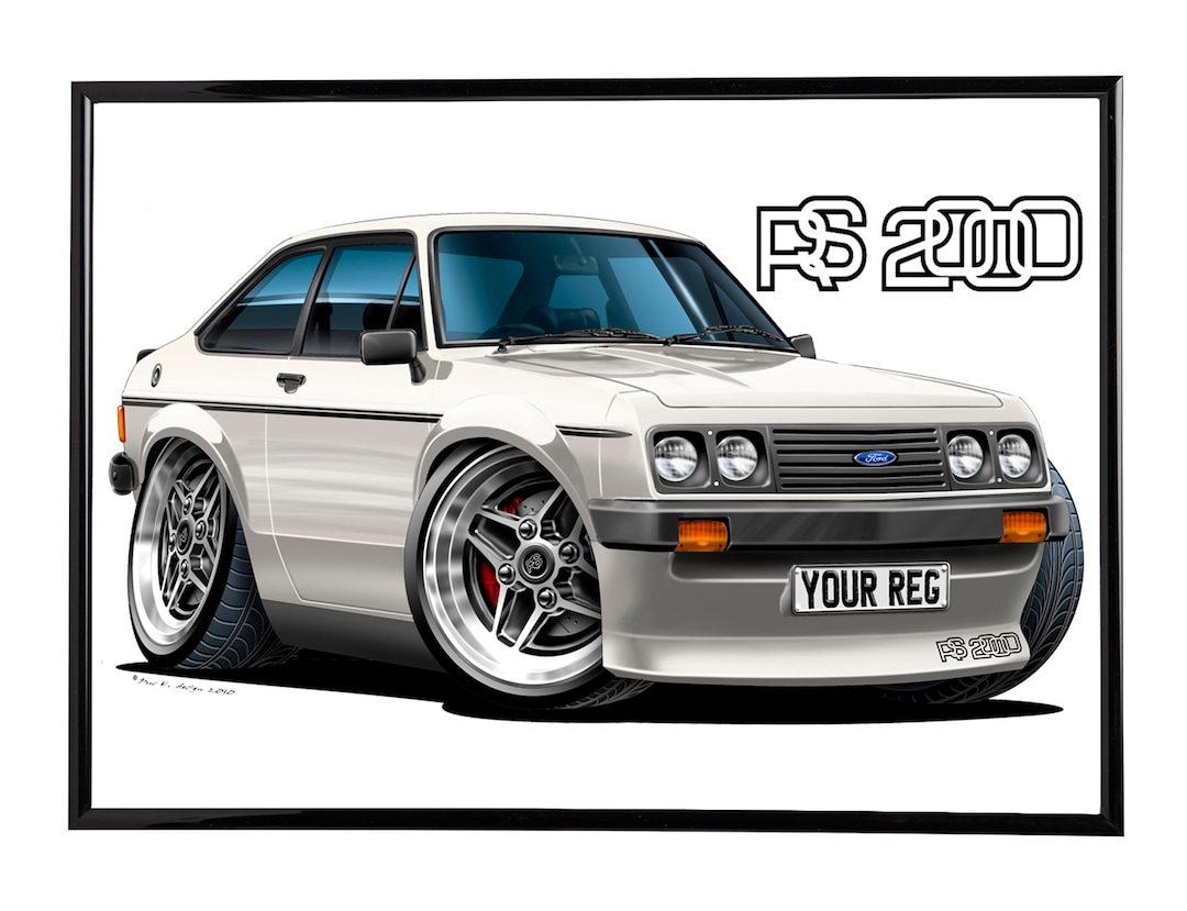 Wicked Artz Cartoon Caricature Car Art Picture of a Classic Ford Escort ...
