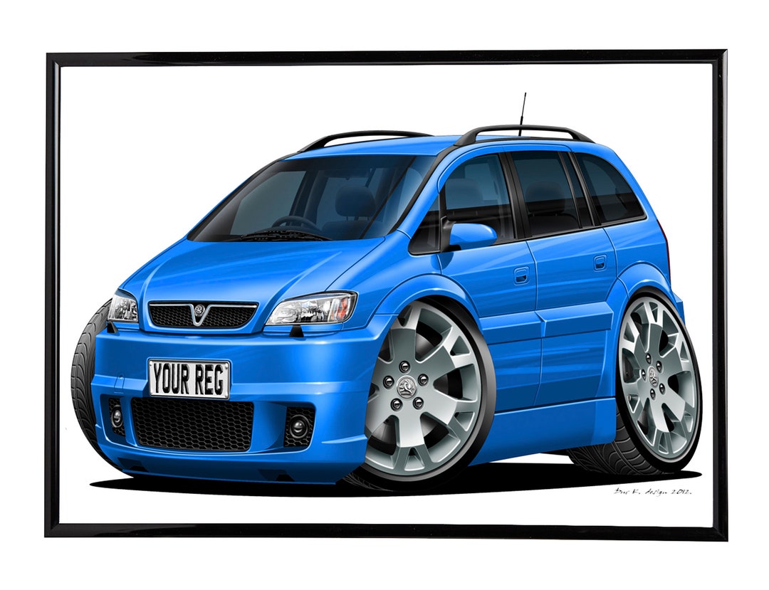 Wicked Artz Cartoon Caricature Car Art Picture of a Vauxhall Zafira MK1 ...