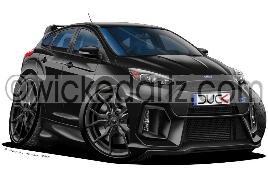 Wicked Artz Cartoon Caricature Car Art Picture of a Ford Focus MK3 RS ...
