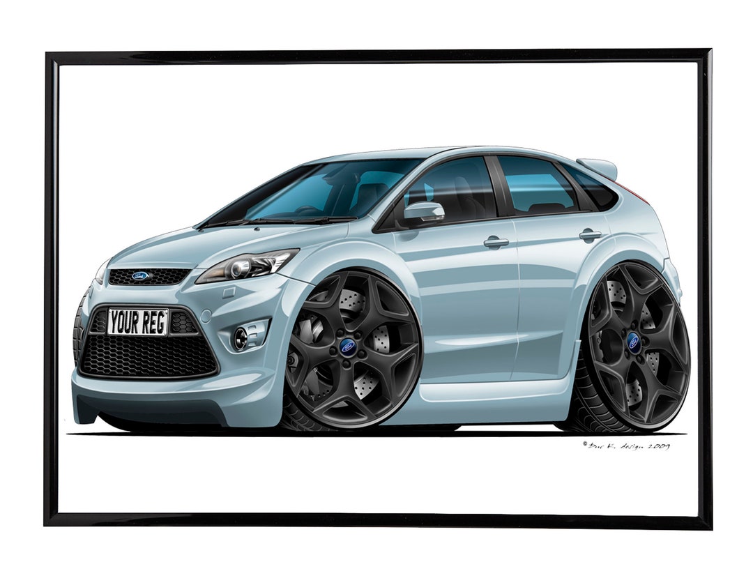 Wicked Artz Cartoon Caricature Car Art Picture Ford Focus MK2 ST BK ...