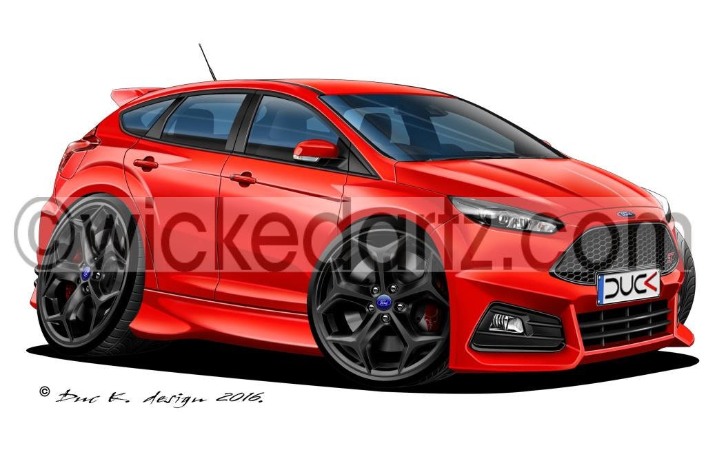 Wicked Artz Cartoon Caricature Car Art Picture of a Ford Focus MK3 ST ...