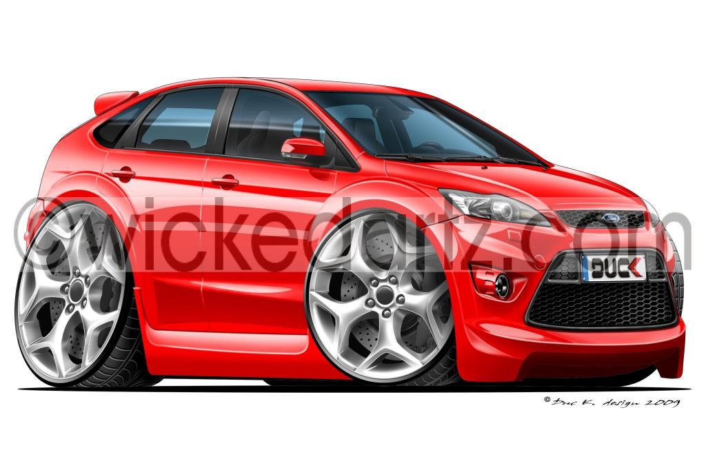 Wicked Artz Cartoon Caricature Car Art Picture Ford Focus MK2 ST ...