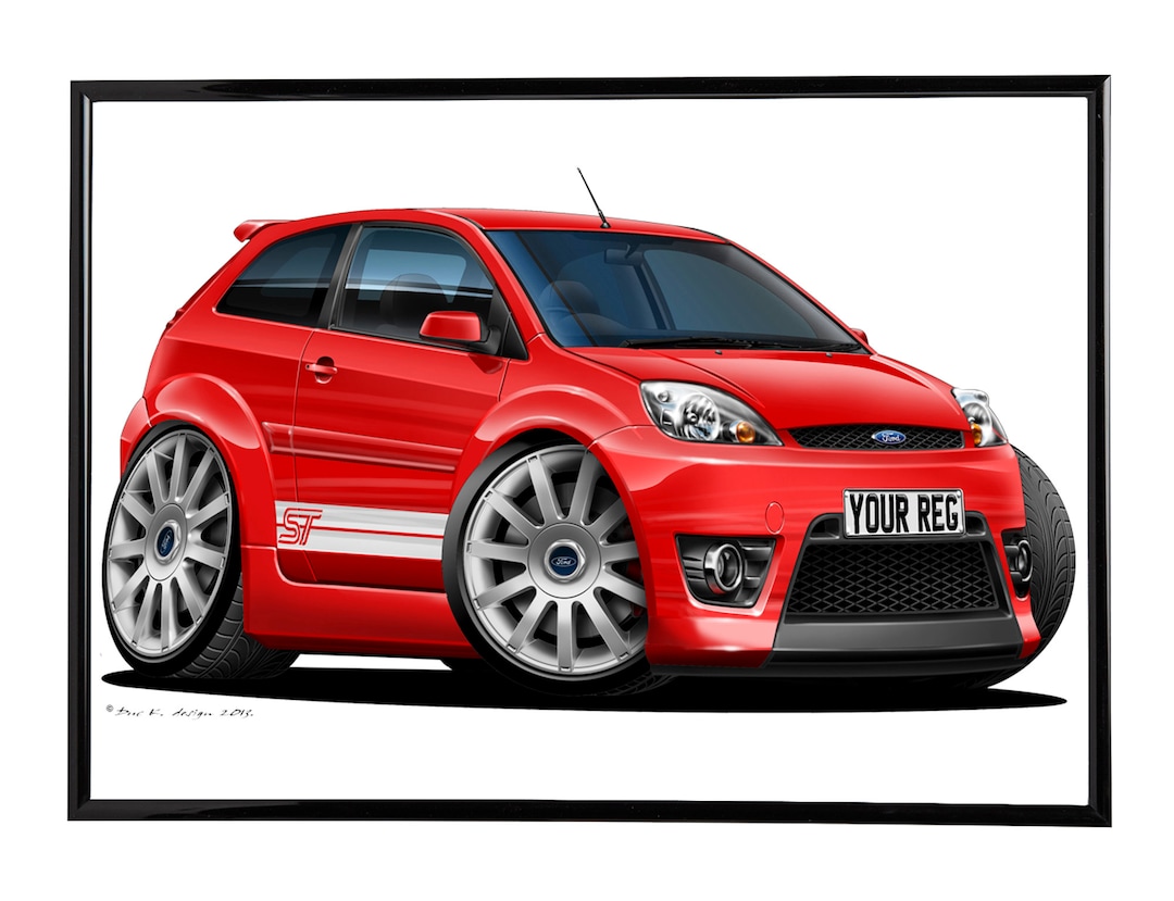 Wicked Artz Cartoon Caricature Car Art Picture of a Ford Fiesta MK6 ST ...