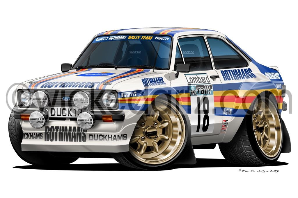 Wicked Artz Cartoon Caricature Car Art Picture of a Classic Ford Escort ...