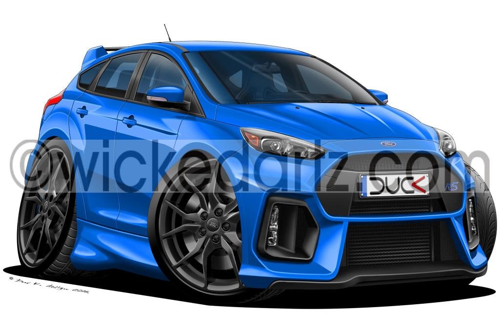 Wicked Artz Cartoon Caricature Car Art Picture of a Ford Focus MK3 RS ...