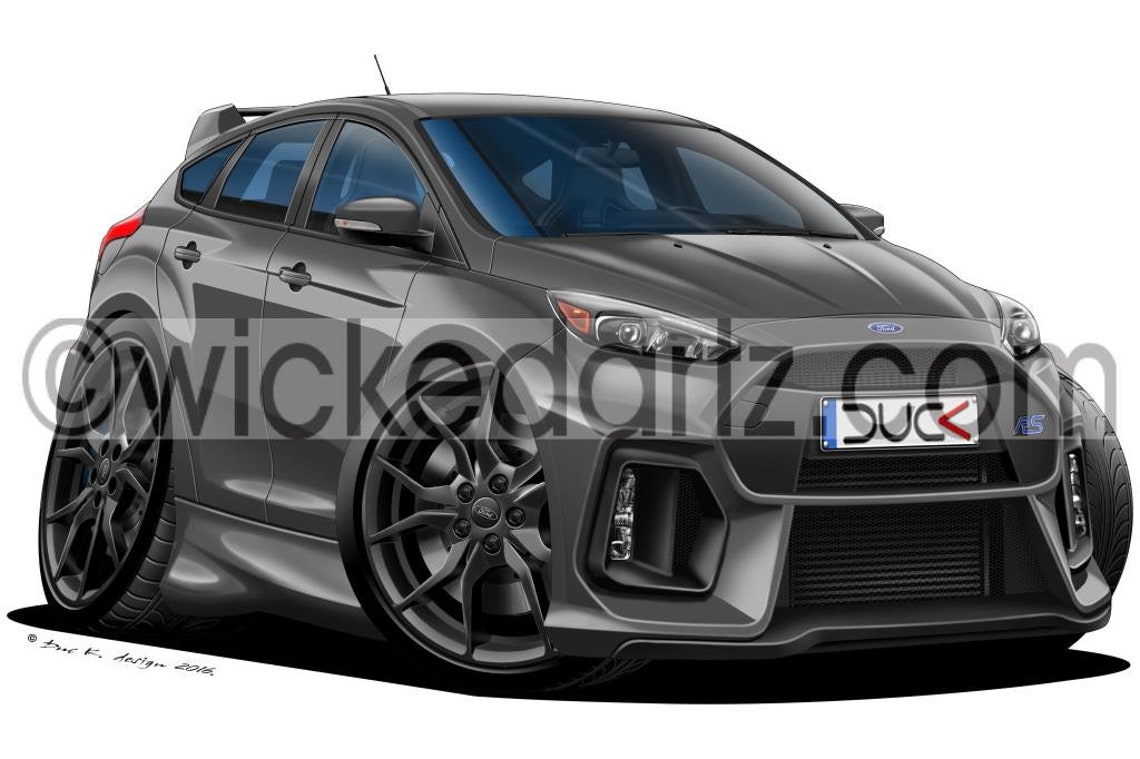 Wicked Artz Cartoon Caricature Car Art Picture of a Ford Focus MK3 RS ...