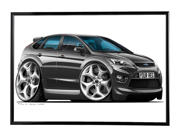 Wicked Artz Cartoon Caricature Car Art Picture Ford Focus MK2 | Etsy