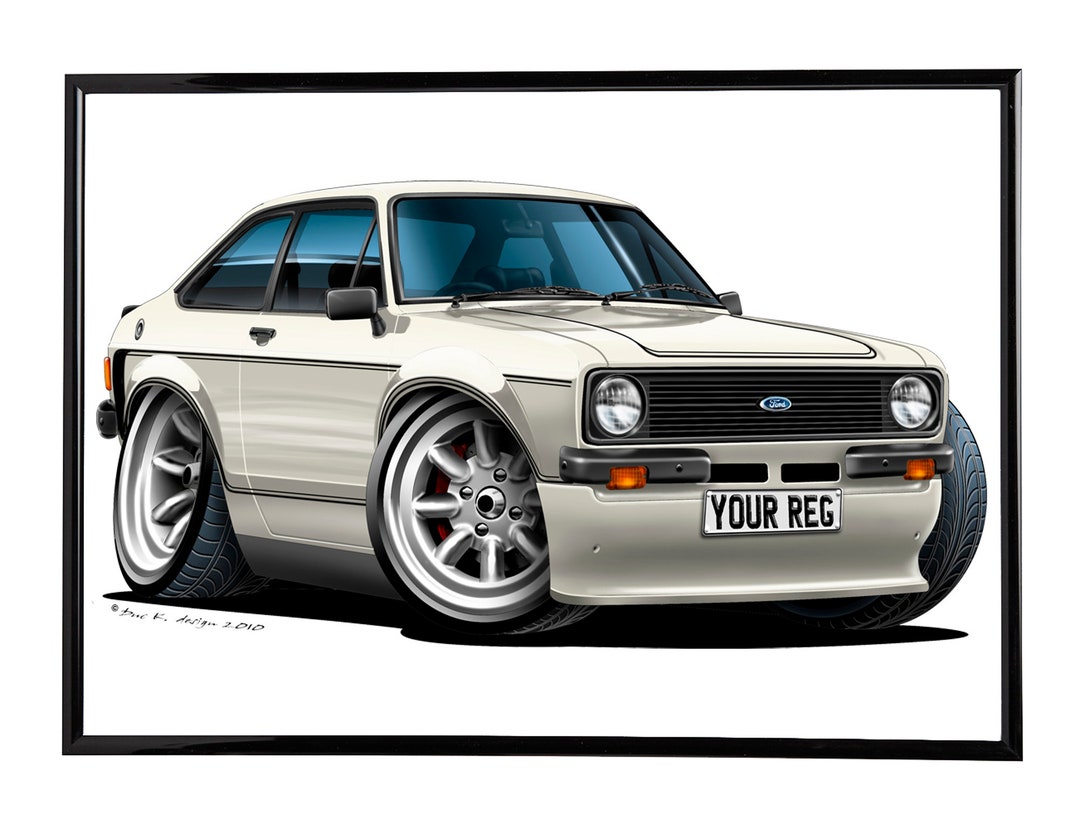 Wicked Artz Cartoon Caricature Car Art Picture of a Classic Ford Escort ...