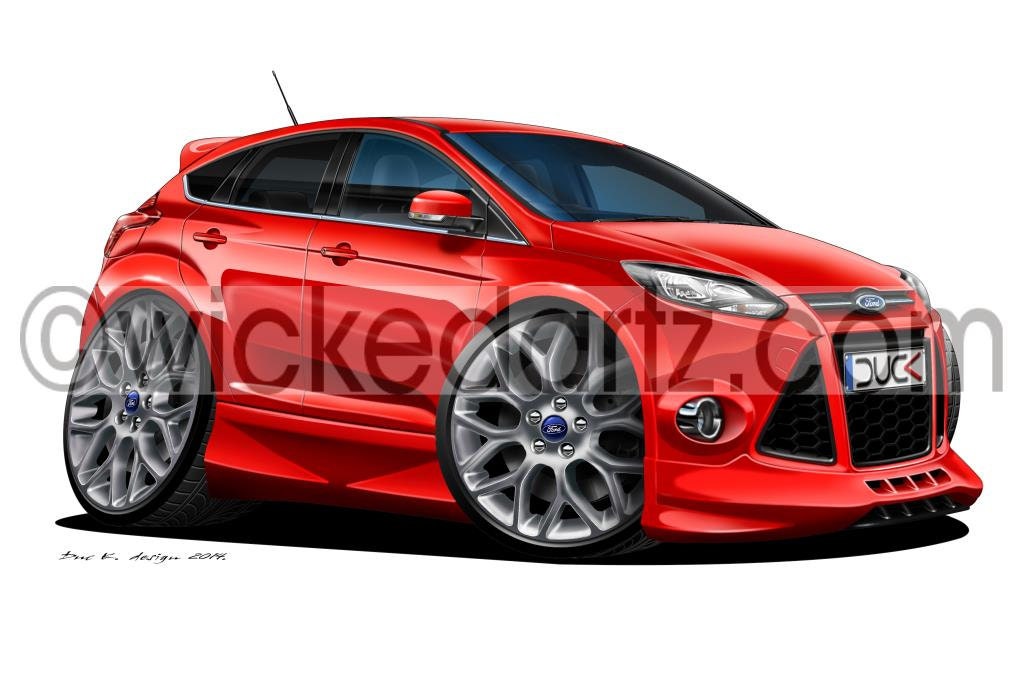 Wicked Artz Cartoon Caricature Car Art Picture of a Ford Focus MK3 ...