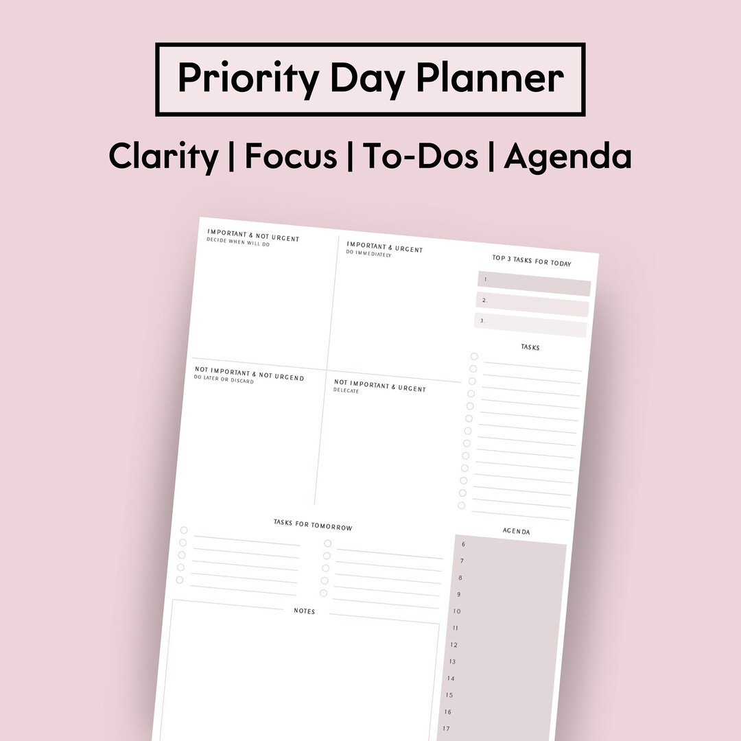 Priority Day Planner | Work Planner | Printable | To-do-list ...
