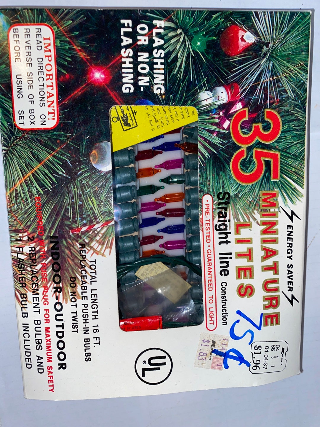 Vintage Set of 35 Indoor/ Outdoor Genuine Miniature Lights KMART TRIMA ...