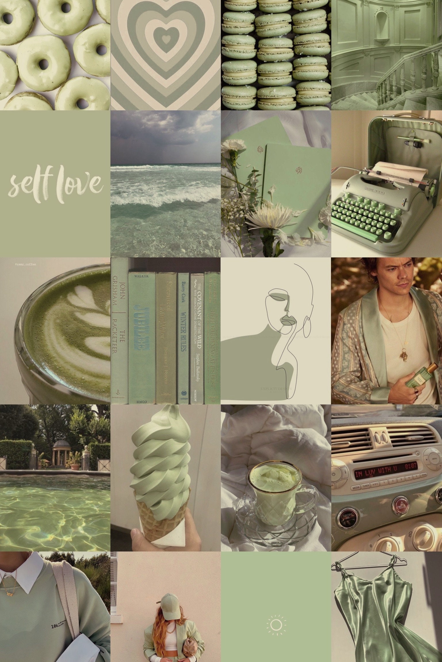 Sage Green Collage Kit Sage Green/white Aesthetic Wall - Etsy