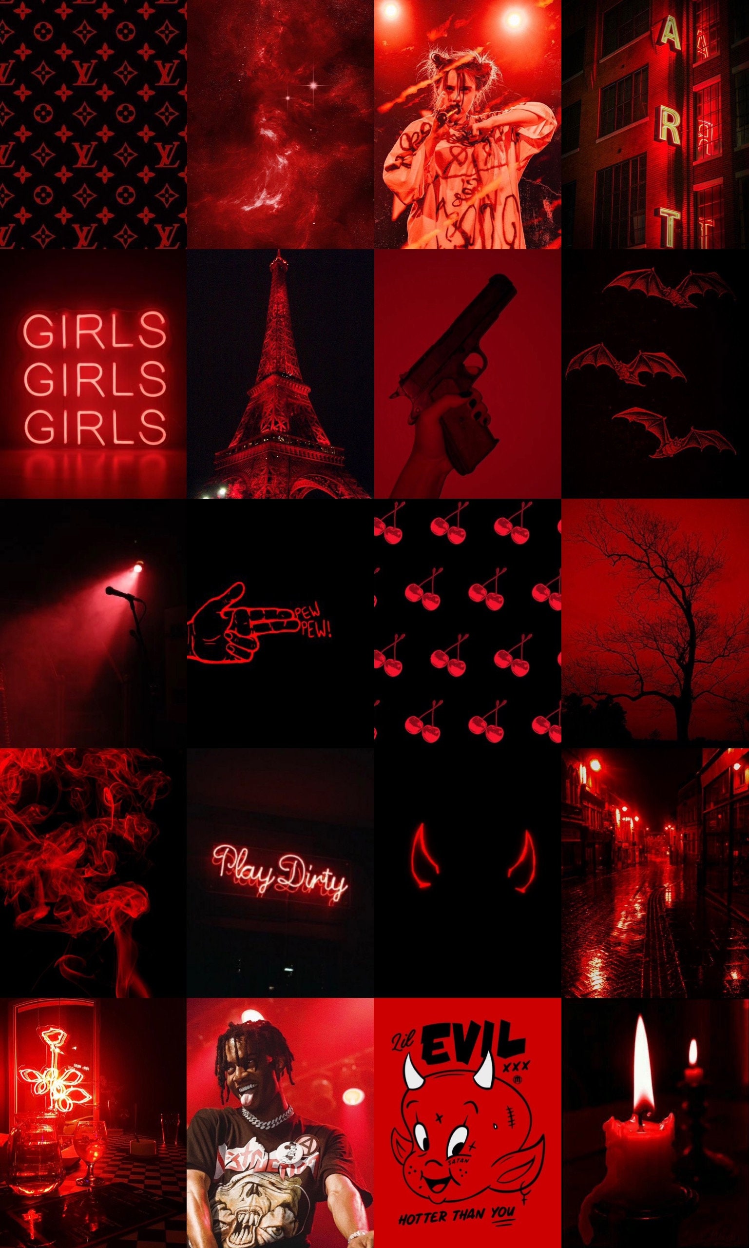 Red Collage Kit, Red/black/white Aesthetic Wall Collage Kit, Room Decor ...