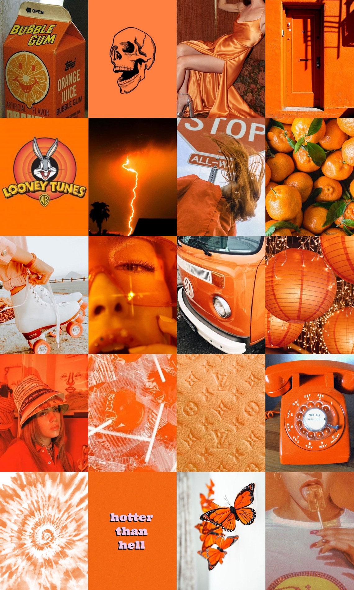 Orange Collage Kit Orange/white Aesthetic Wall Collage Kit - Etsy