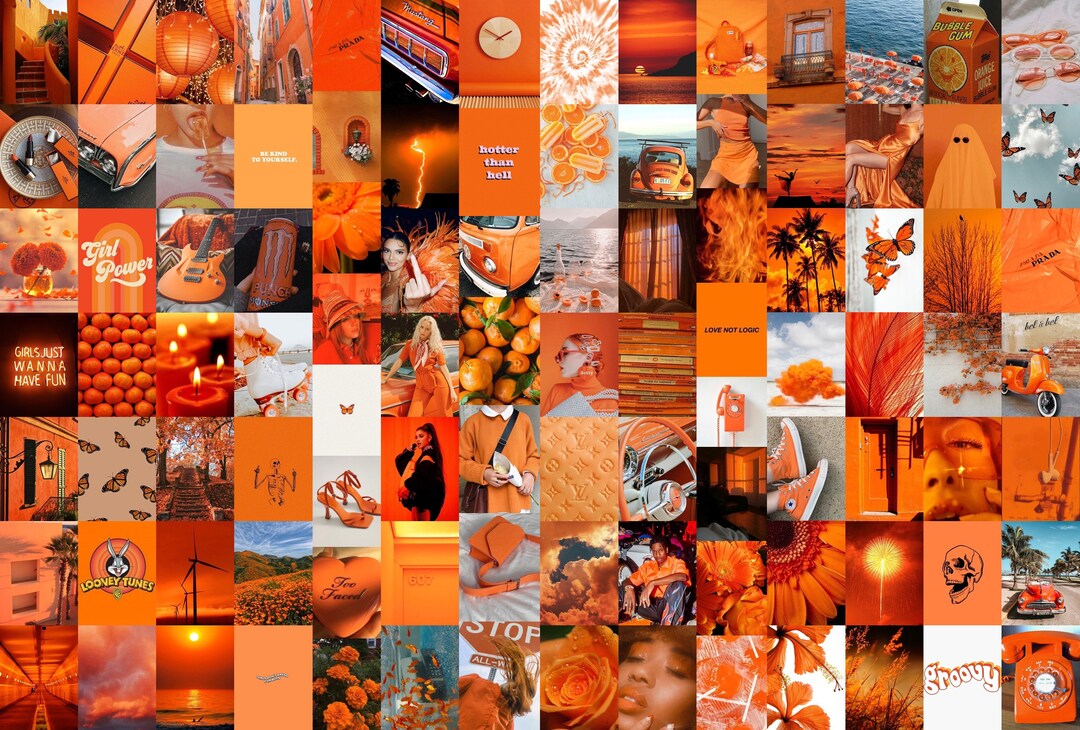 Orange Collage Kit Orange/white Aesthetic Wall Collage Kit - Etsy