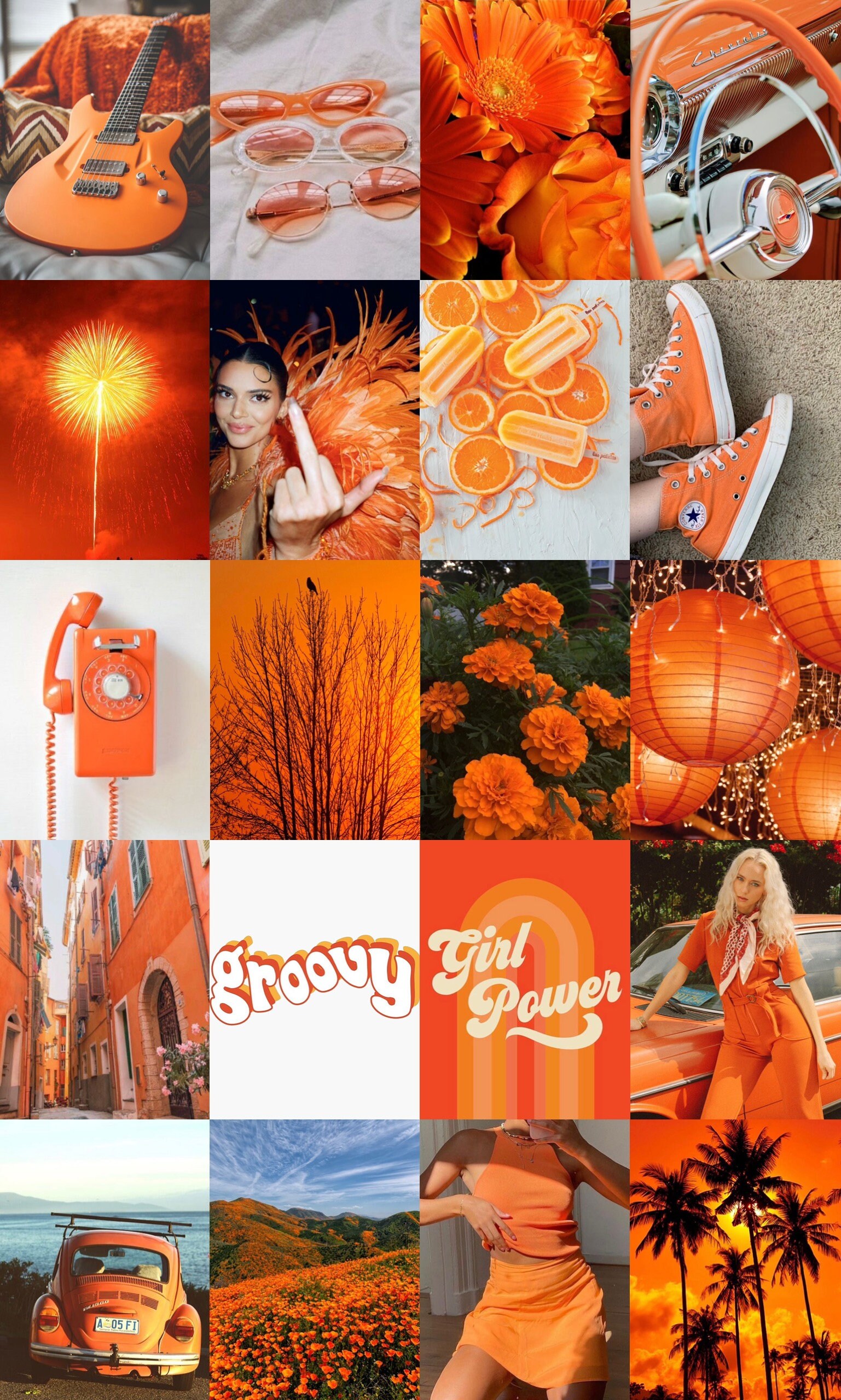 Orange Collage Kit Orange/white Aesthetic Wall Collage Kit - Etsy