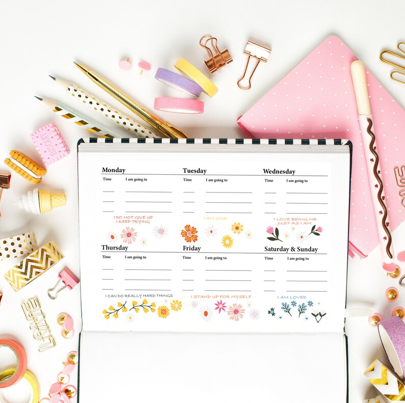 Kids Weekly Planner Printable With Motivation Quotes for Kids - Etsy
