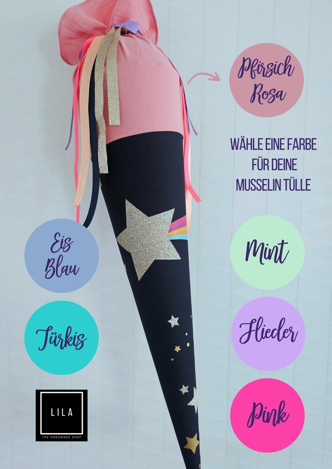 Star School Cone for Girls, Made of Fabric 70 Cm With XL Bow - Etsy