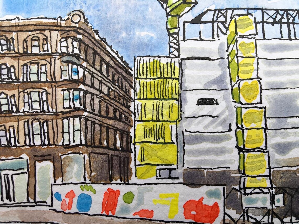 Primark Building, Under Construction. Belfast, NI Original Watercolour ...