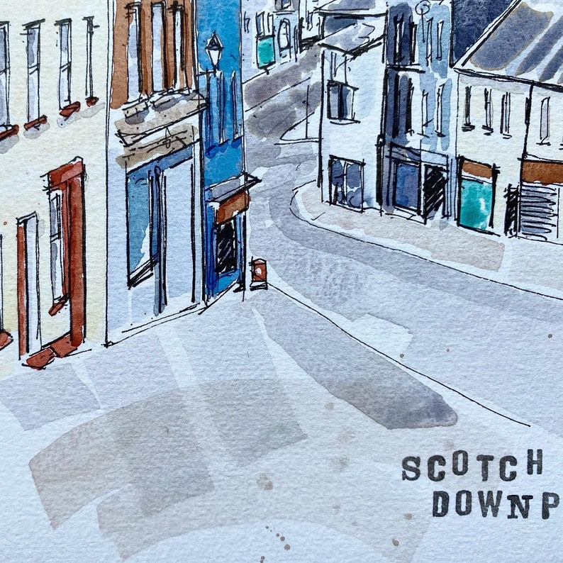 Scotch Street Downpatrick NI Ink and Watercolour on A3 - Etsy