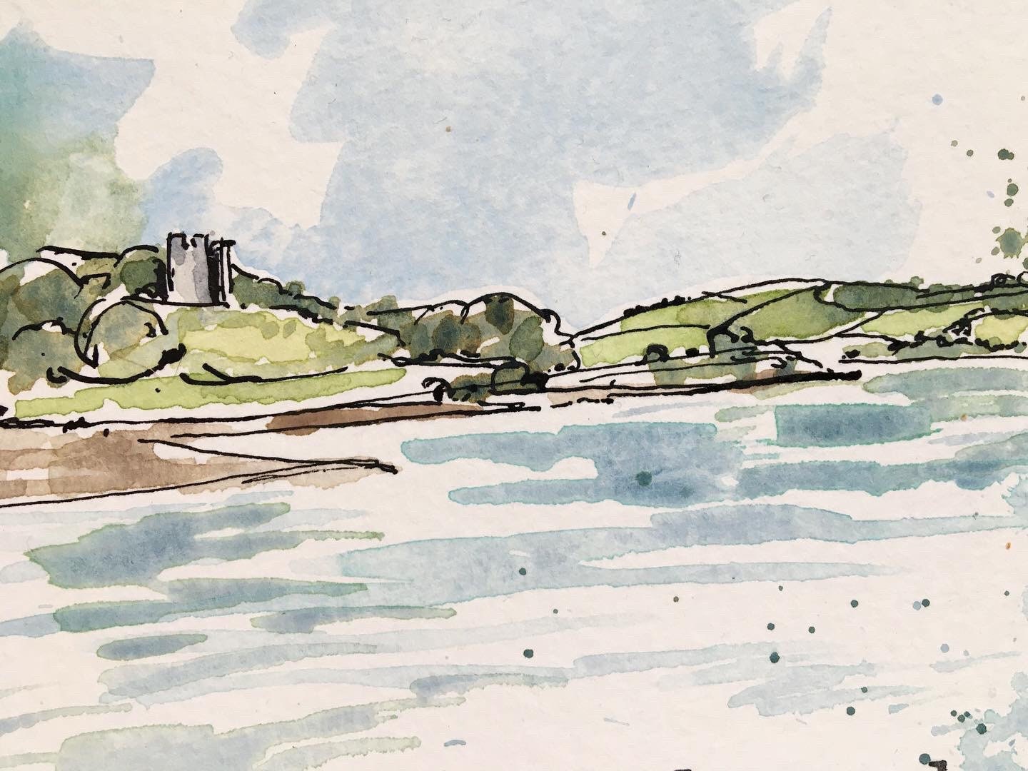 Painting Castleward original watercolour and ink painting on a4 350gsm ...