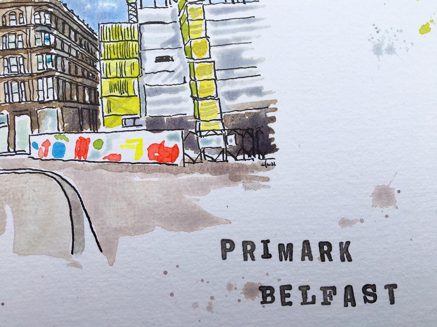Primark Building, Under Construction. Belfast, NI Original Watercolour ...