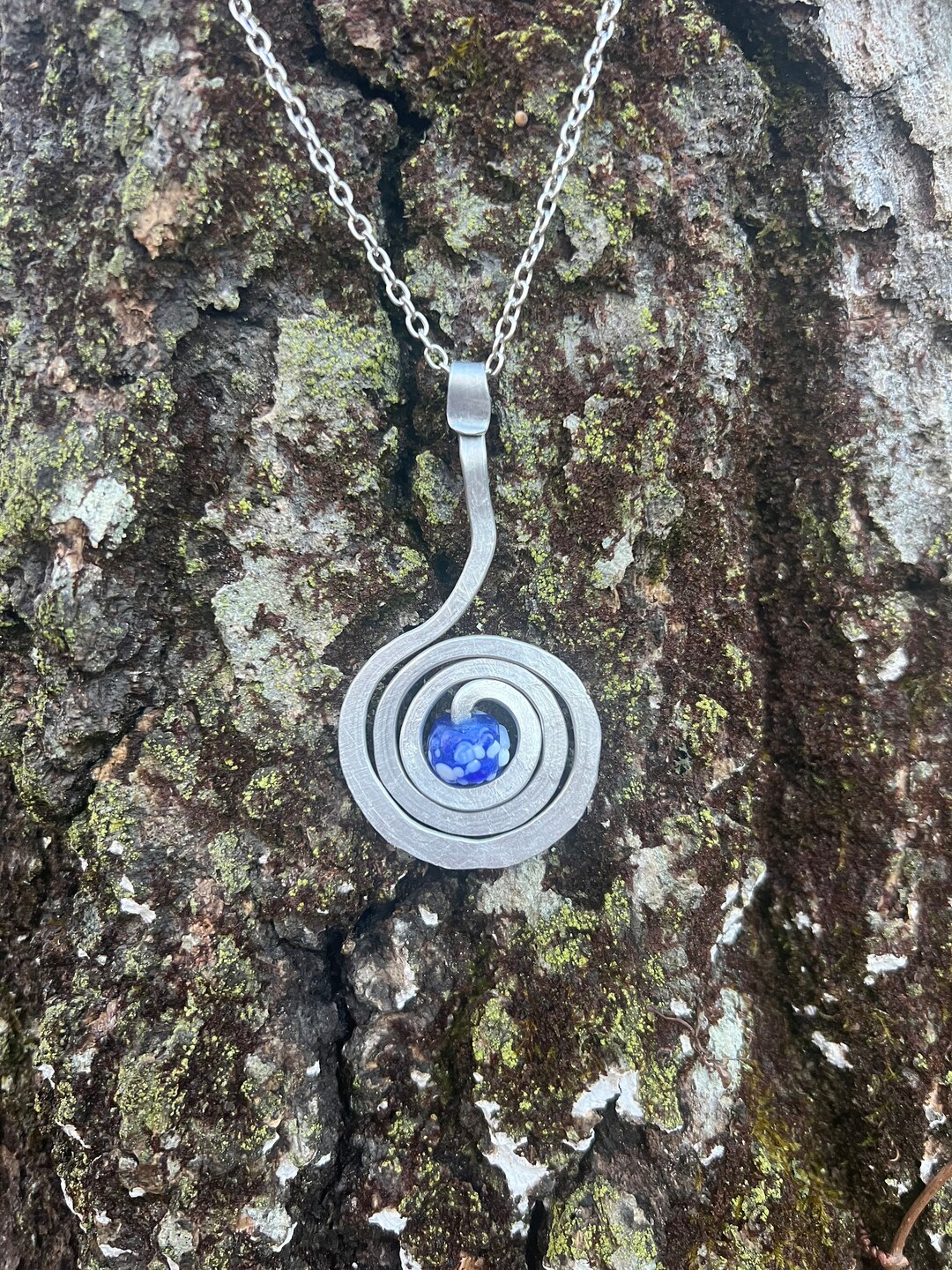 Bumpy Blue Bead Necklace - Etsy