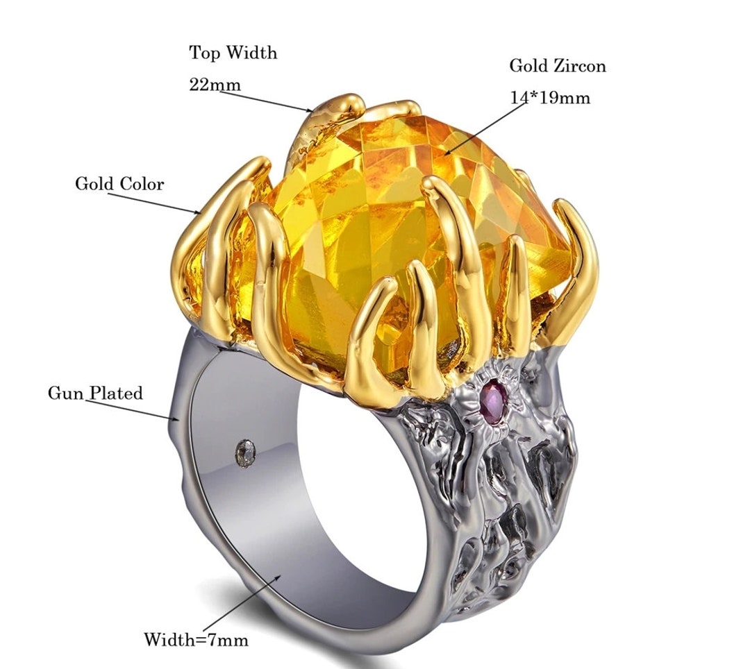 Unique Italian Design Jewelry Luxury Black & Yellow Gold Plated Ring - Etsy