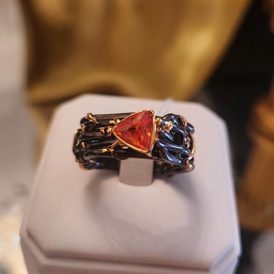 Luxury Unique Design Ring Made of 925 Sterling Silver and 14K Gold With ...